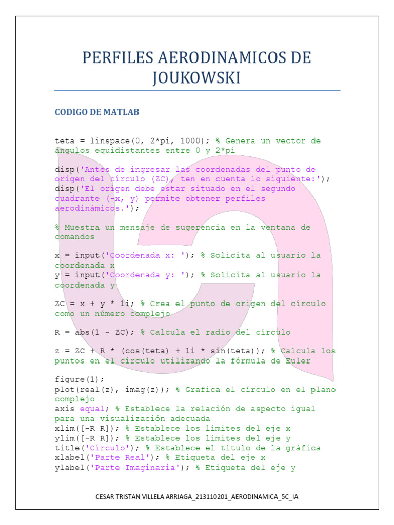 Perfiles Aerodinámicos de Joukowski | PDF