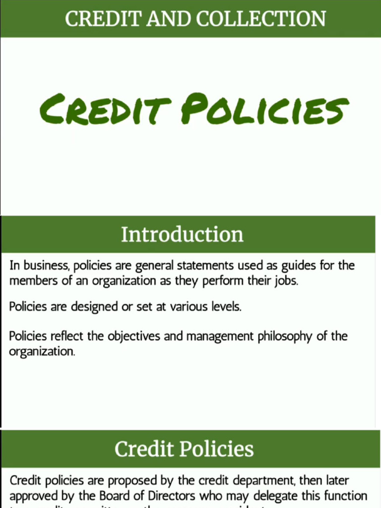 Credit Policy | PDF | Business | Law