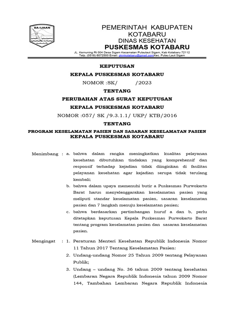 A. SK Sasaran Keselamatan Pasien 2023 Dr. Iqbal | PDF