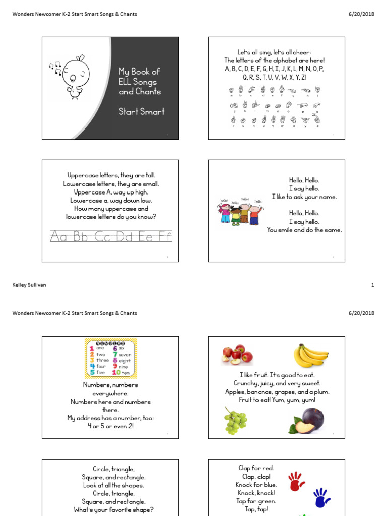 My Book of ELL Songs and Chants Start Smart | PDF