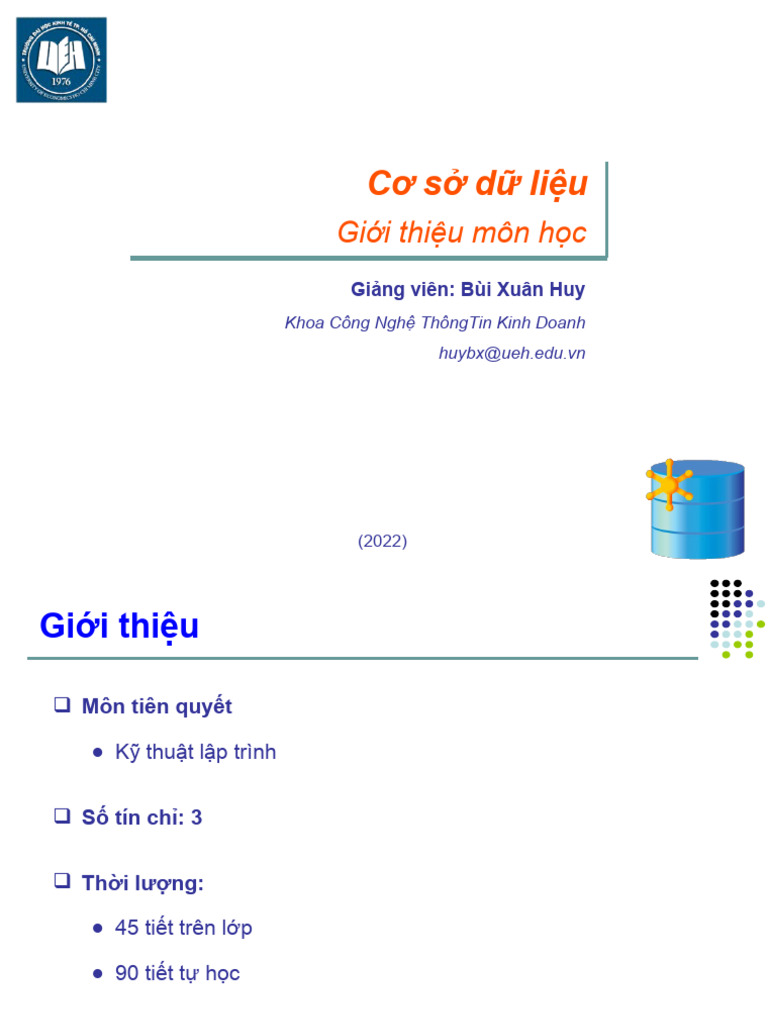 CSDL - Ch0.Gioi Thieu - 2 | PDF