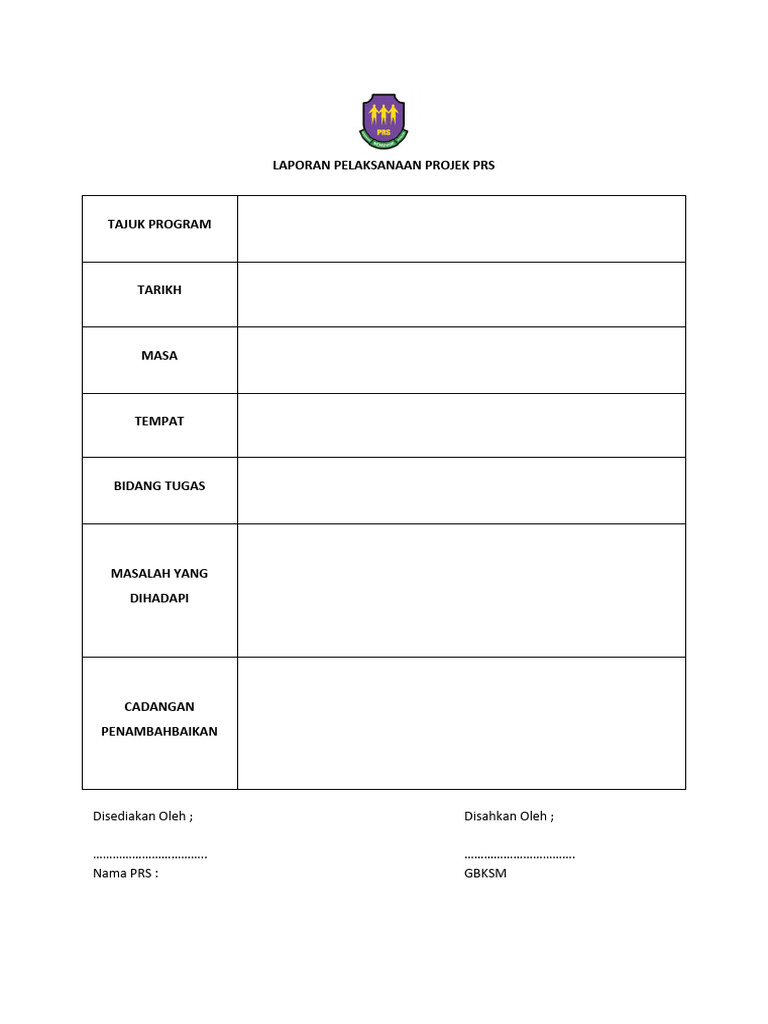 Laporan Pelaksanaan Projek PRS | PDF
