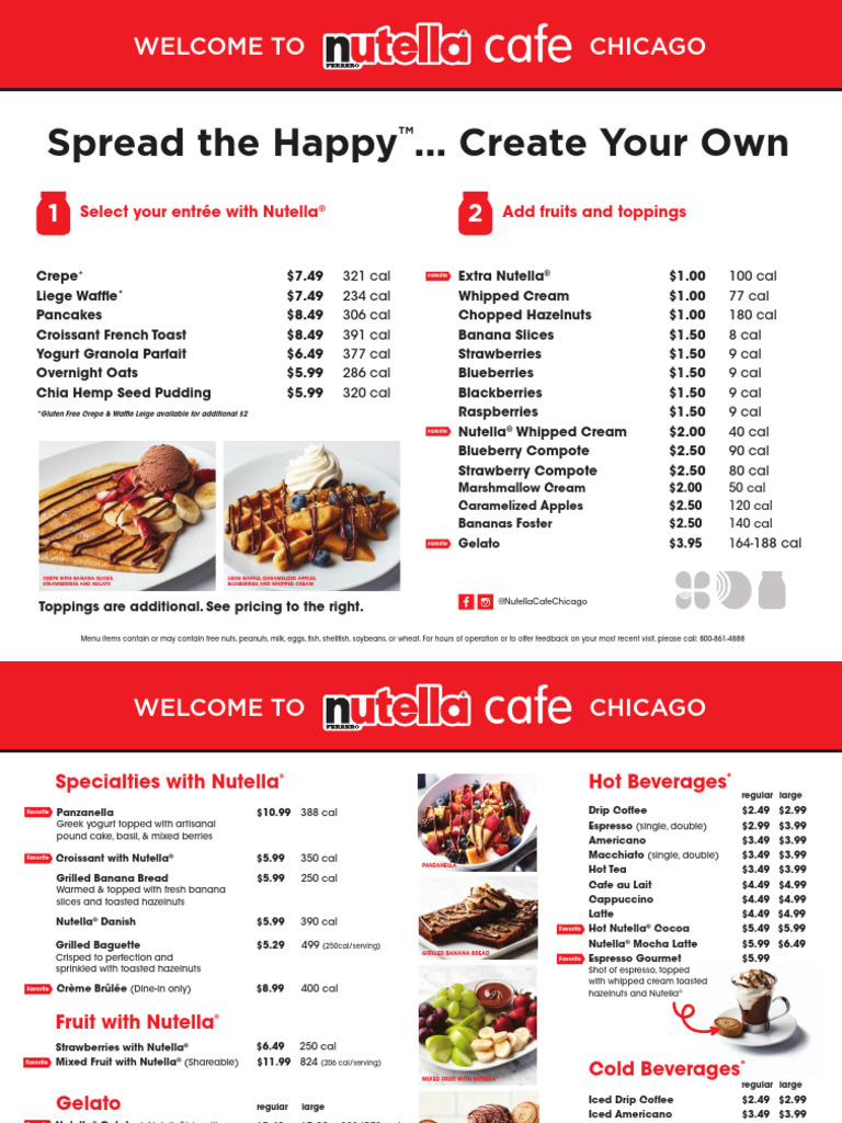 Nutella Cafe Menu | PDF