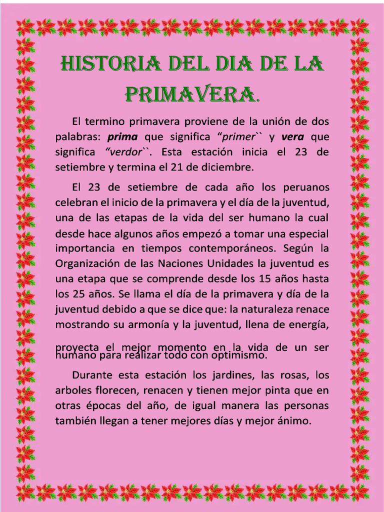 Historia Del Dia de La Primavera PDF | PDF