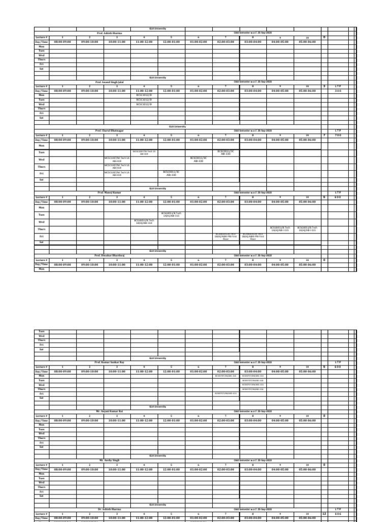 Time Table W.E.F. 25-Sep-2023 | PDF