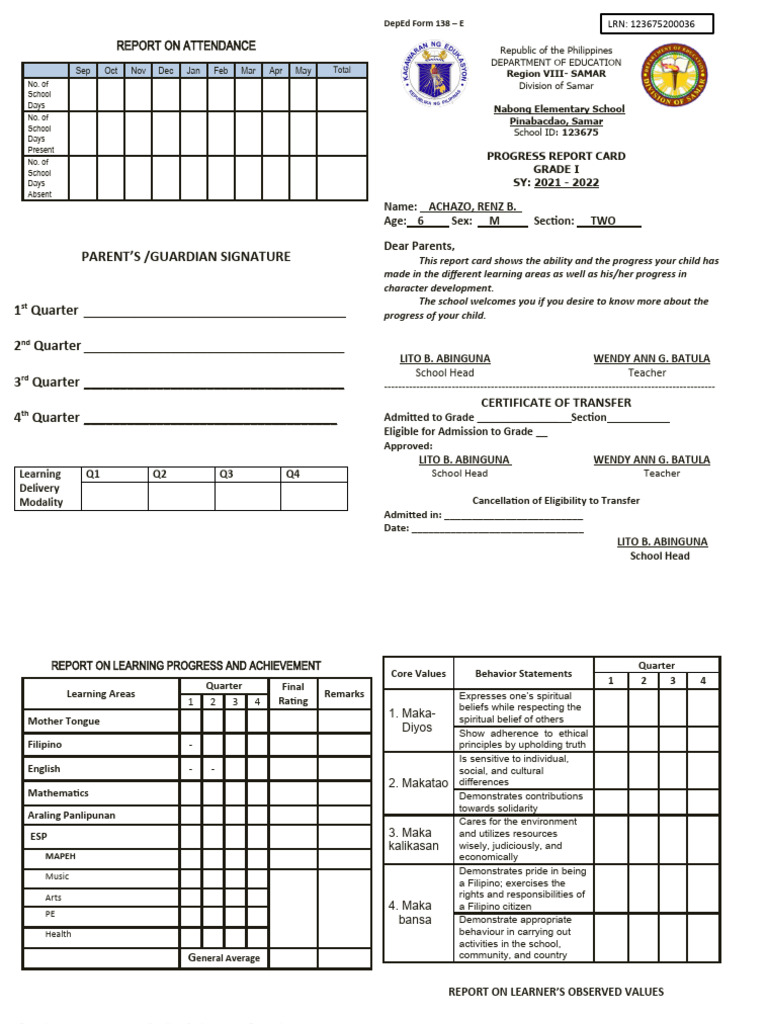 Card Grade 1 2 | PDF