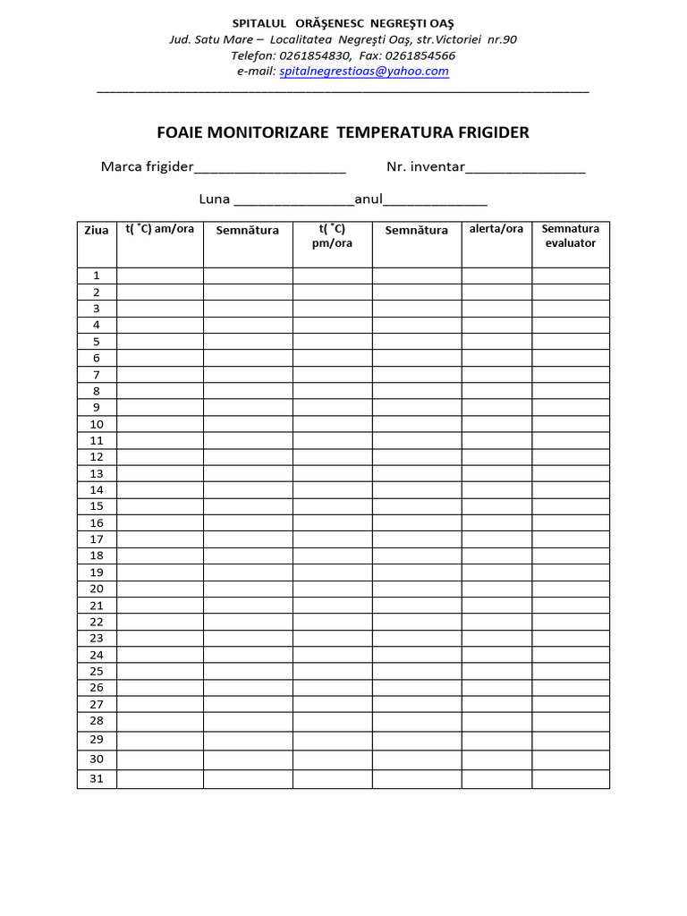 Grafic Temperatura Frigider | PDF