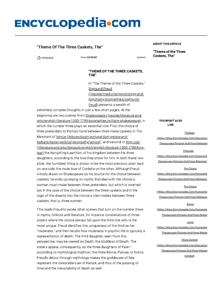 _Theme of the Three Caskets, The_ _ Encyclopedia.com | PDF