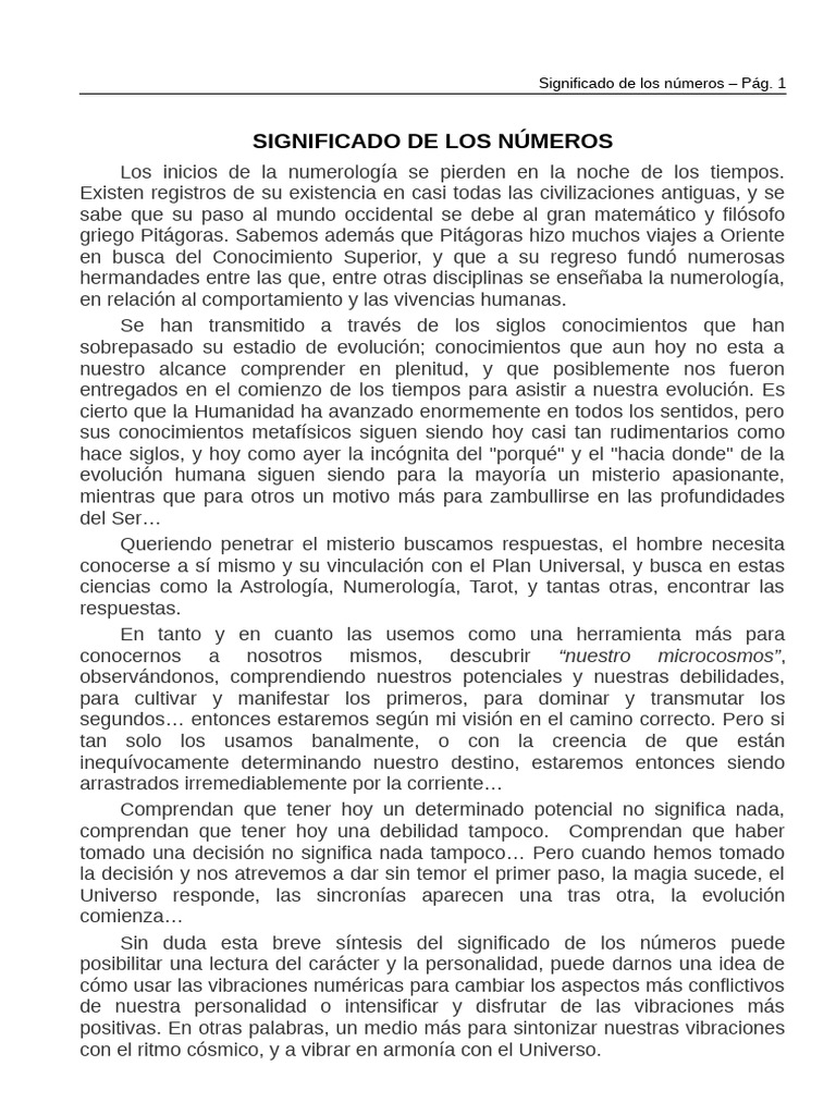 Significado de Los Numeros - Completo | PDF Significado de Los Numeros - Completo | PDF