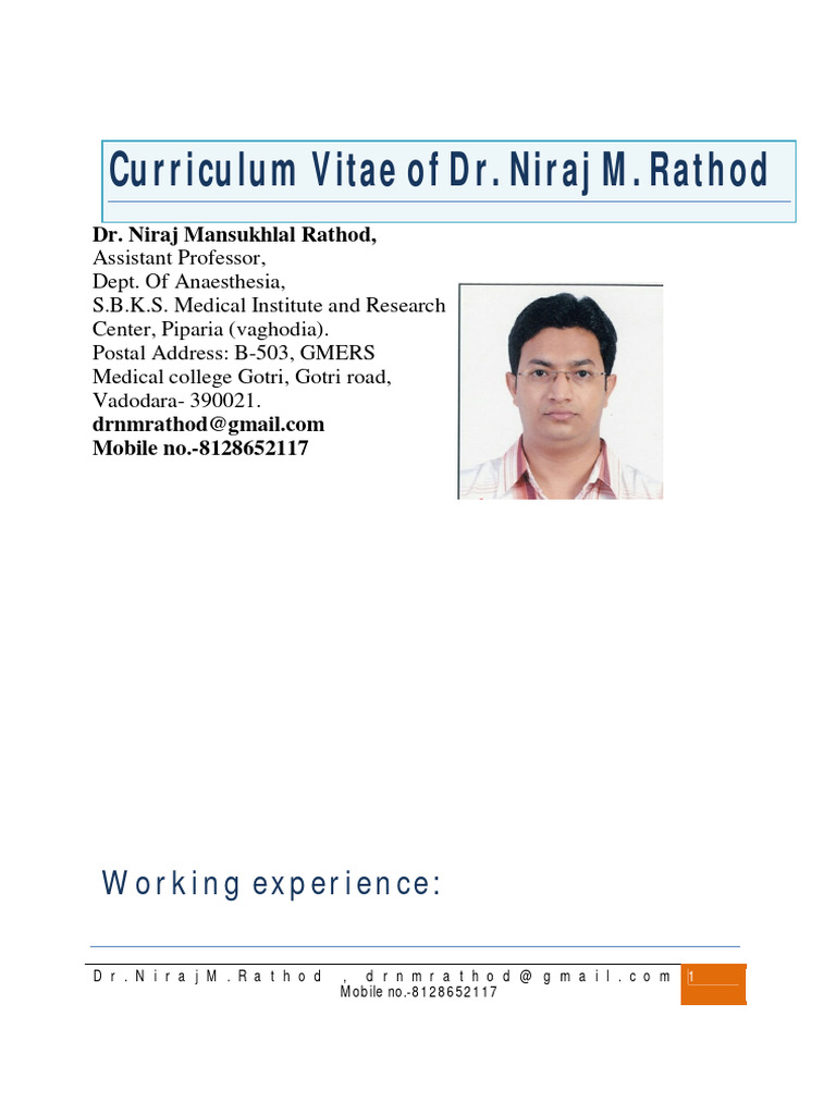 Dr Niraj_MD Anesthesia | PDF