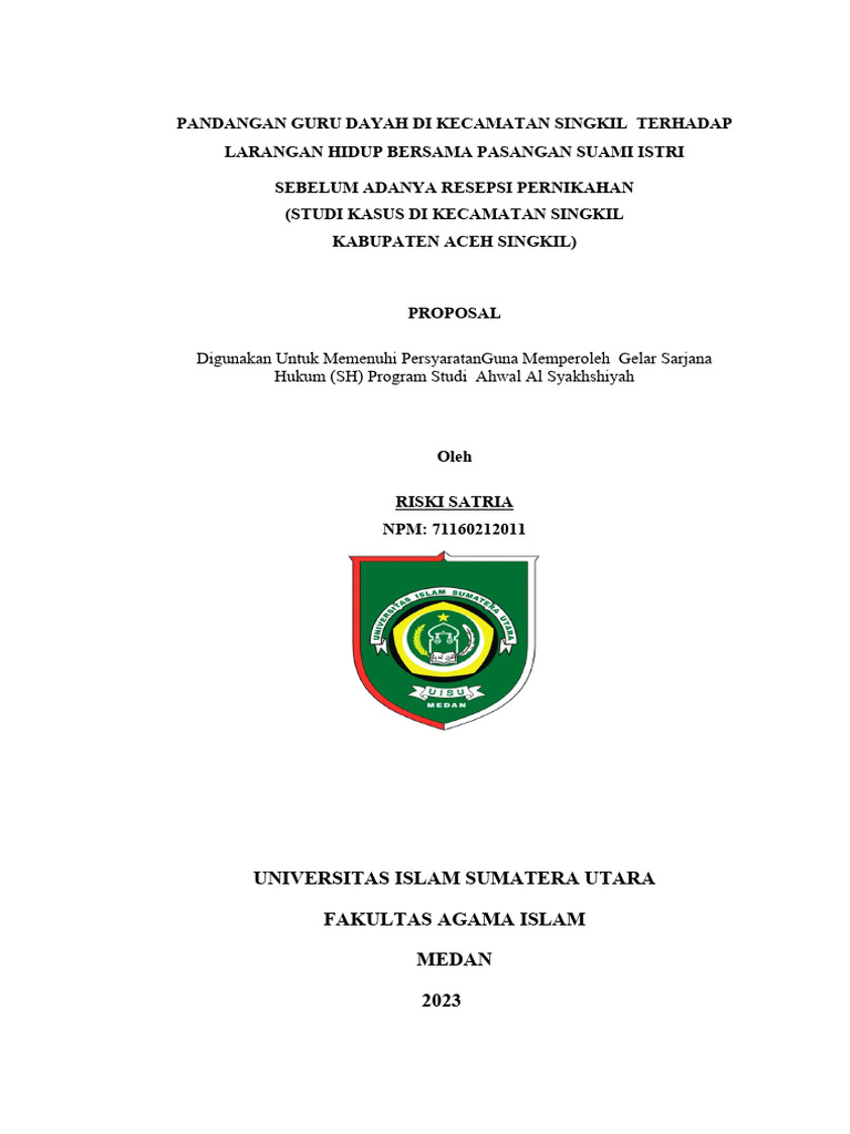 Proposal Satria Uisu | PDF