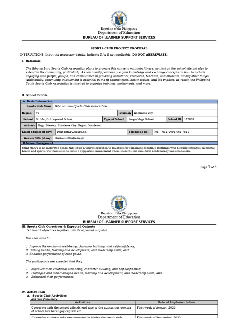Sports Club Project Proposal Template | PDF