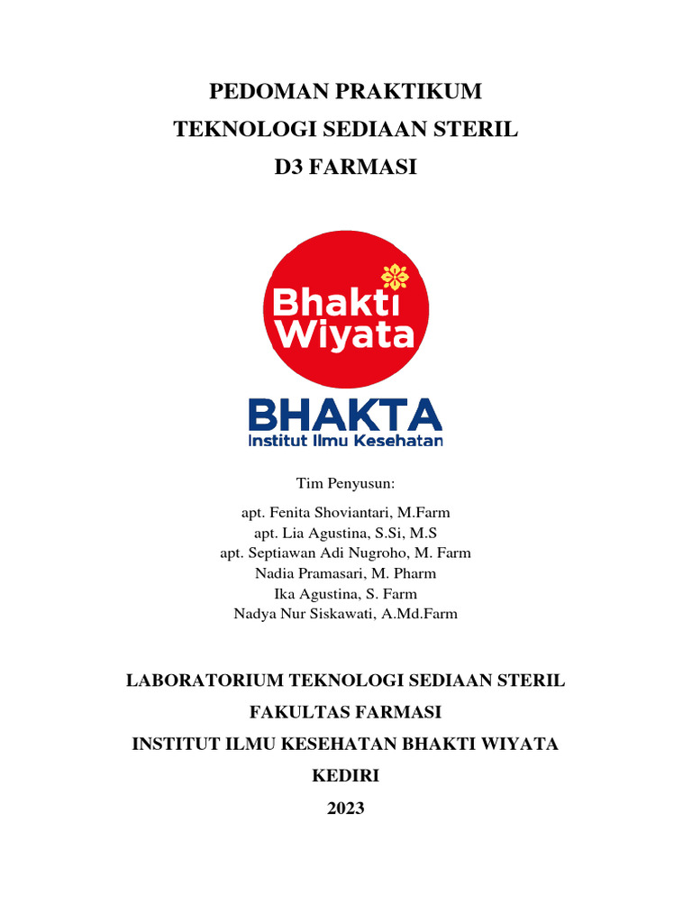 PEDOMAN PRAKTIKUM STERIL 2023-D3 Farmasi | PDF | Kesehatan Holistik