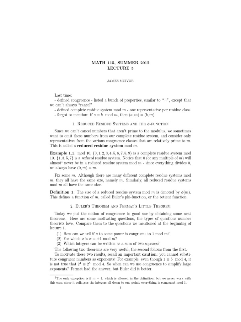 Lecture 5 | PDF | Mathematical Objects | Numbers