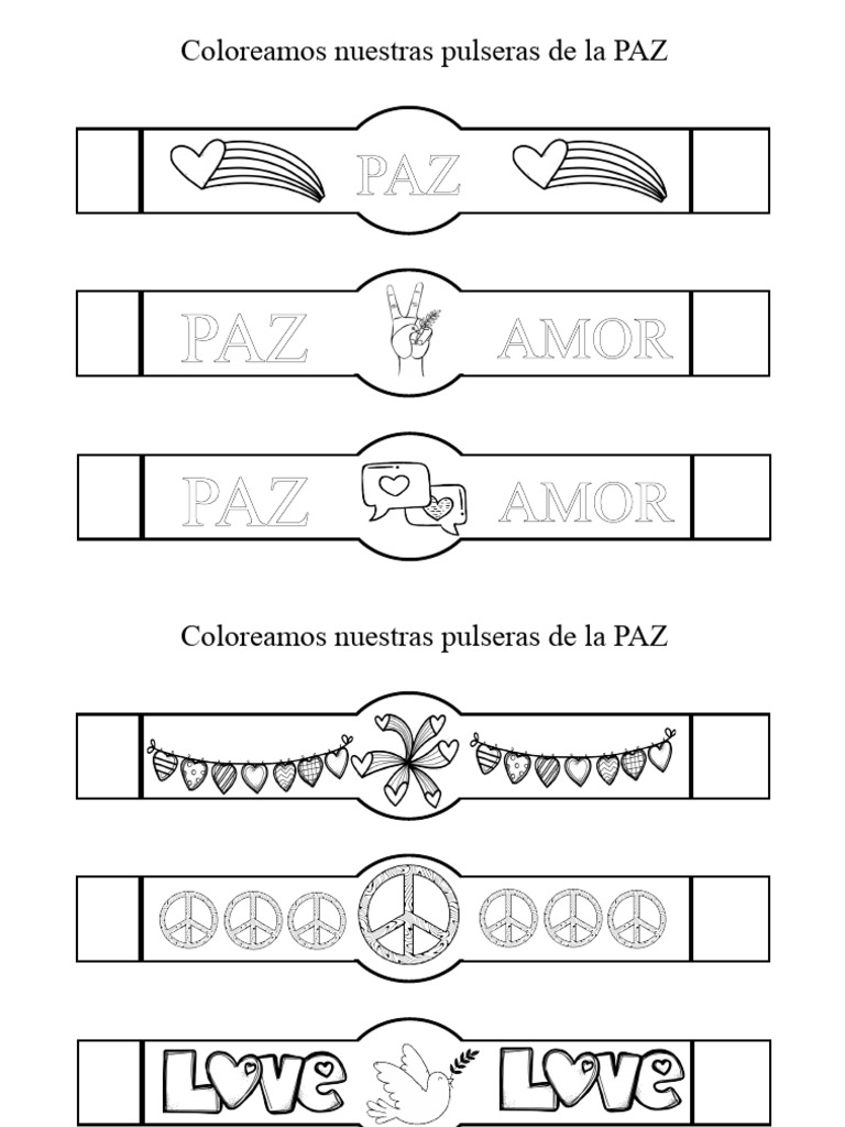 Pulseras de la Paz para Colorear | PDF