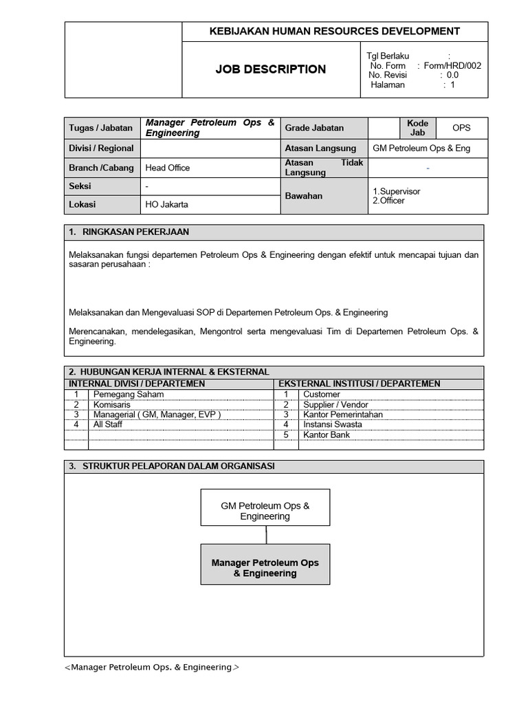 Job Description - Manager Petroleum Ops & Eng-2 | PDF