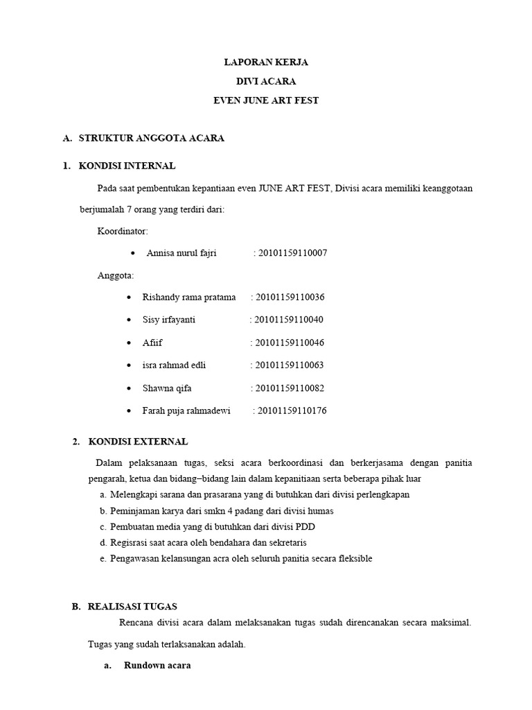 LPJ Divisi Acara | PDF