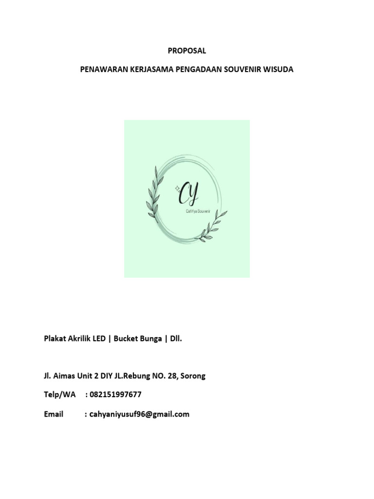 PROPOSAL SOUVENIR WISUDA | PDF