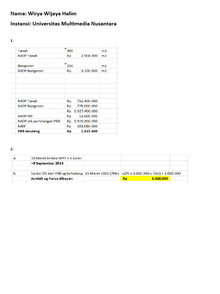 Jawaban Ujian Brevet PBB & BPHTB | PDF