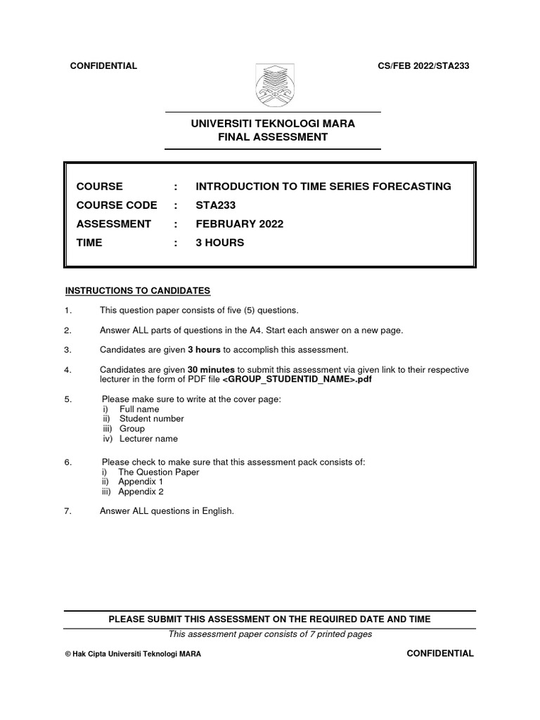 STA233 Final Assessment February 2022 | PDF