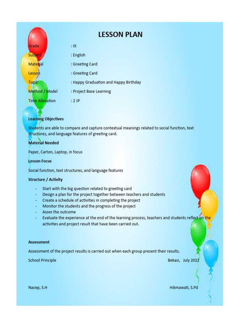 Greeting Card Project Lesson Plan IX | PDF