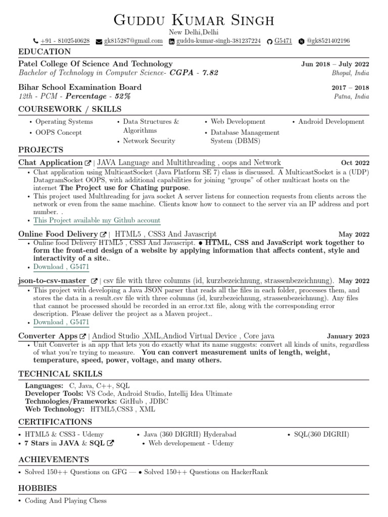 Guddu UpadateResume | PDF | Java (Programming Language) | Databases
