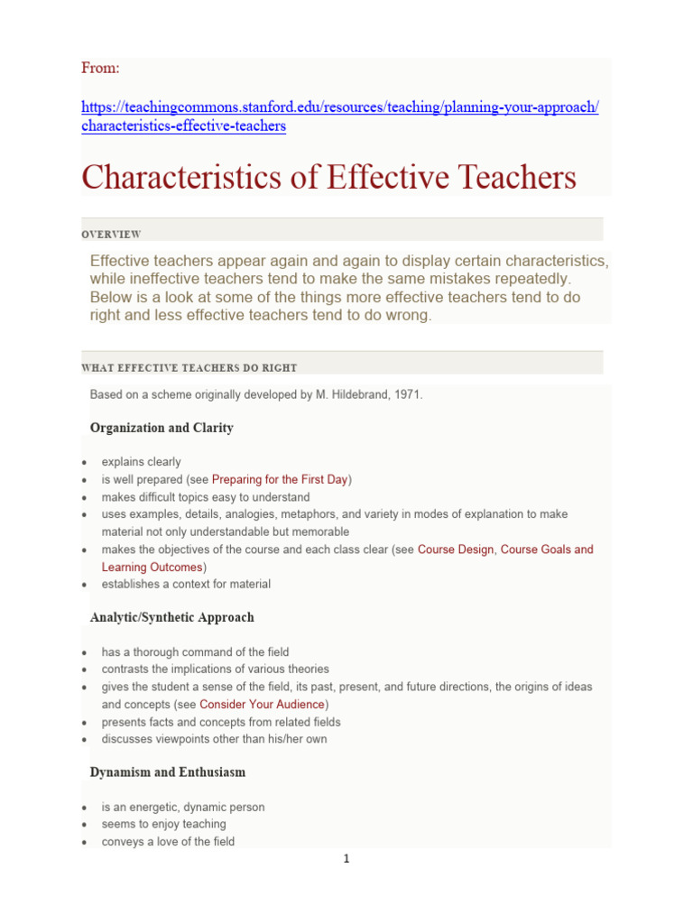 Effective Teachers | PDF