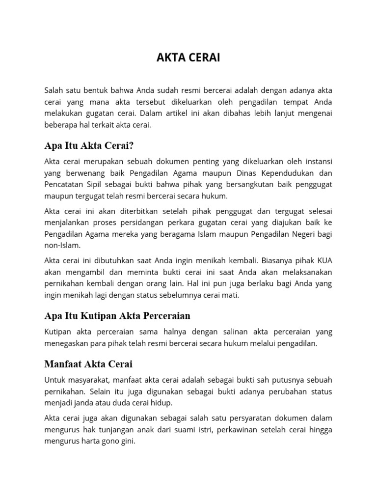 Akta Cerai | PDF