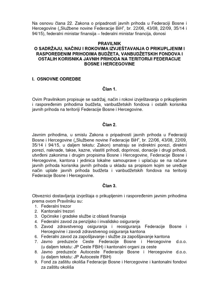 Pravilnik o Javnim Prihodima | PDF