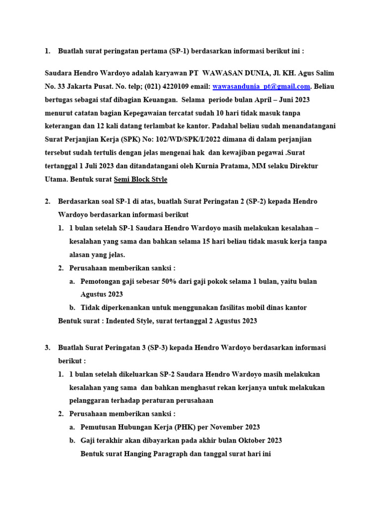 Soal SP1 SP2 SP3 | PDF