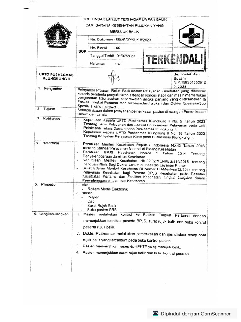 Sop Tindak Lanjut RB | PDF