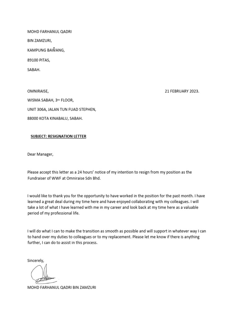 Resign Letter | PDF
