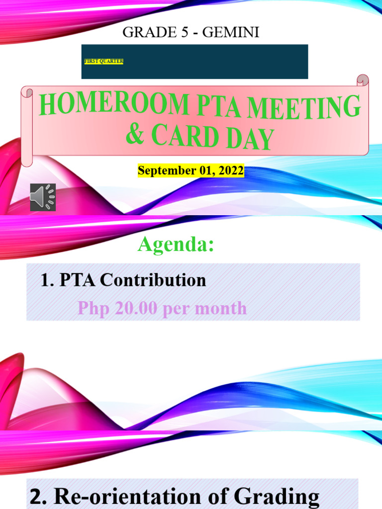 First Quarter HOMEROOM PTA MEETING | PDF