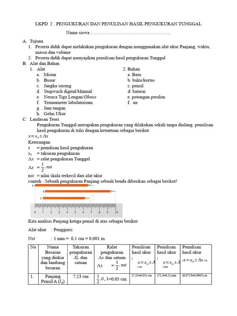 Pengukuran Dan Penyajian Data Pengukuran Tunggal | PDF
