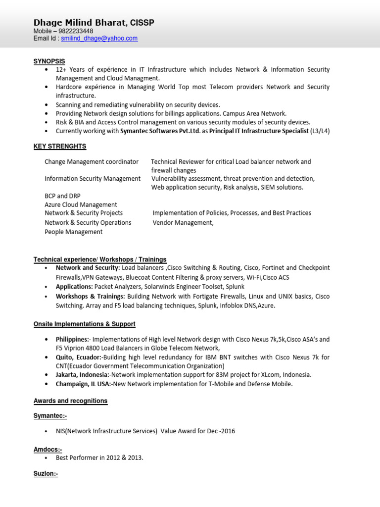 Milind Dhage Resume | PDF