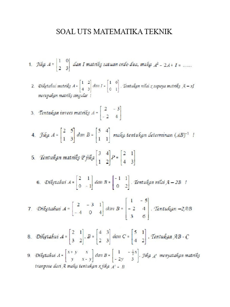 25 SOAL UTS MATEMATIKA TEKNIK | PDF