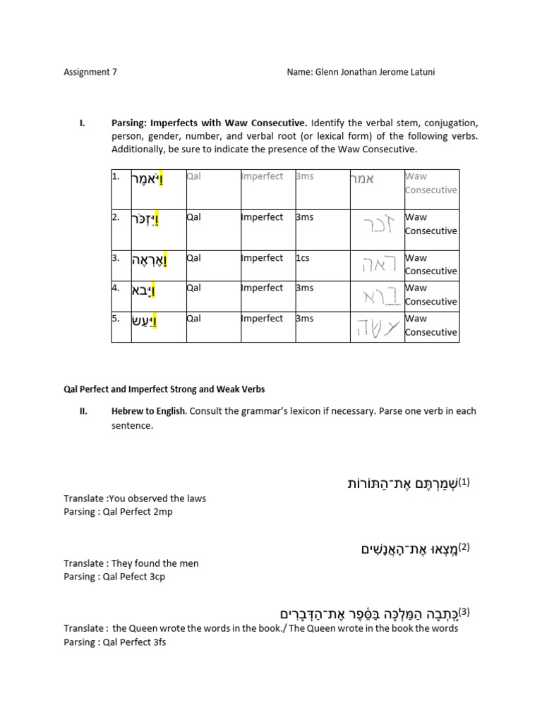 Hebrew Verb Parsing and Translation | PDF | Language Arts & Discipline