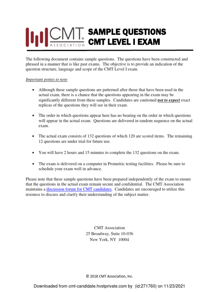 Cmt Level 1 Notes | CMT Level 1 Sample Questions – HARO