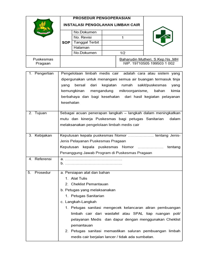 SOP PROSEDUR PENGOPERASIAN | PDF