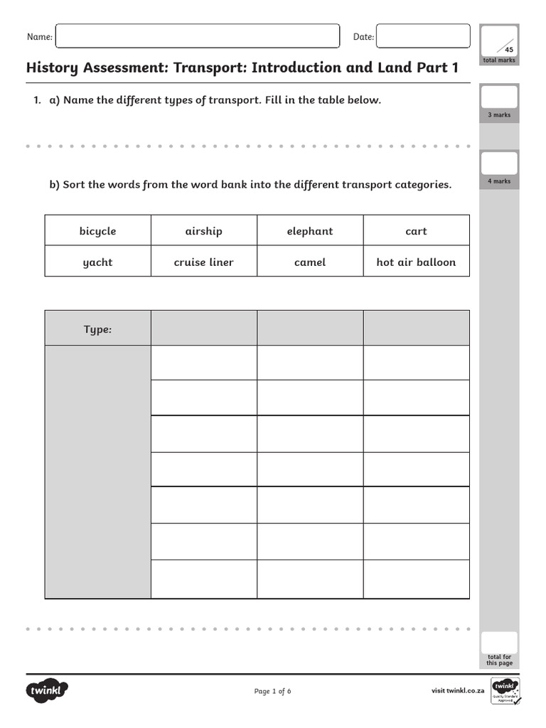 Grade 4 Transport History Assessment | PDF | Wheel | Transport
