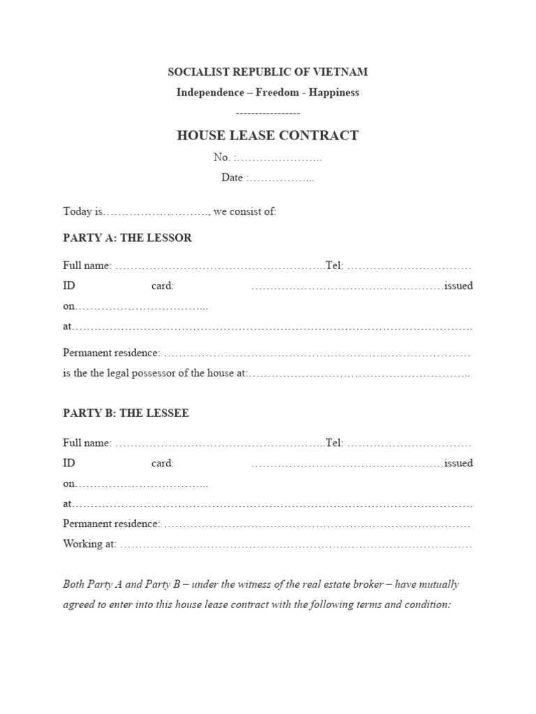 House Lease Contract Template | PDF