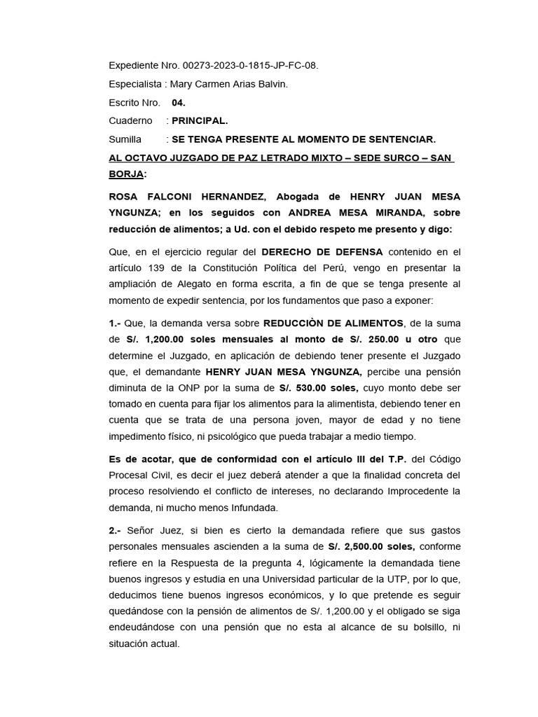 Alegato Ampliatorio | PDF