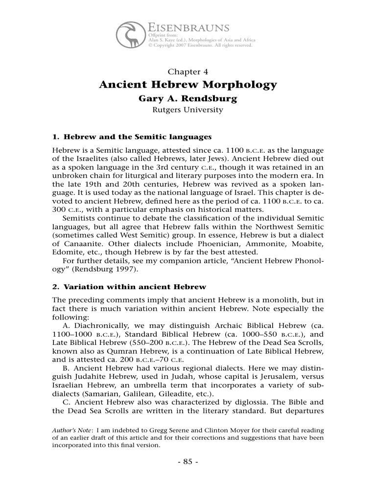Ancient Hebrew Morphology | PDF | Language Arts & Discipline | Foreign ...