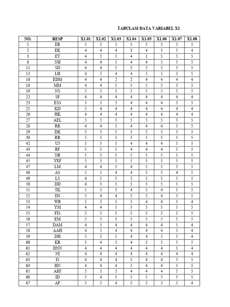 Tabulasi Data Variabel 48 Responden | PDF