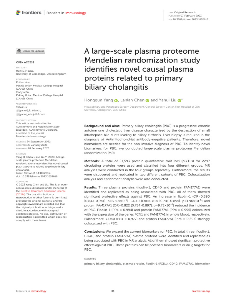 A Large-Scale Plasma Proteome Mendelian Randomization Study Identifies ...