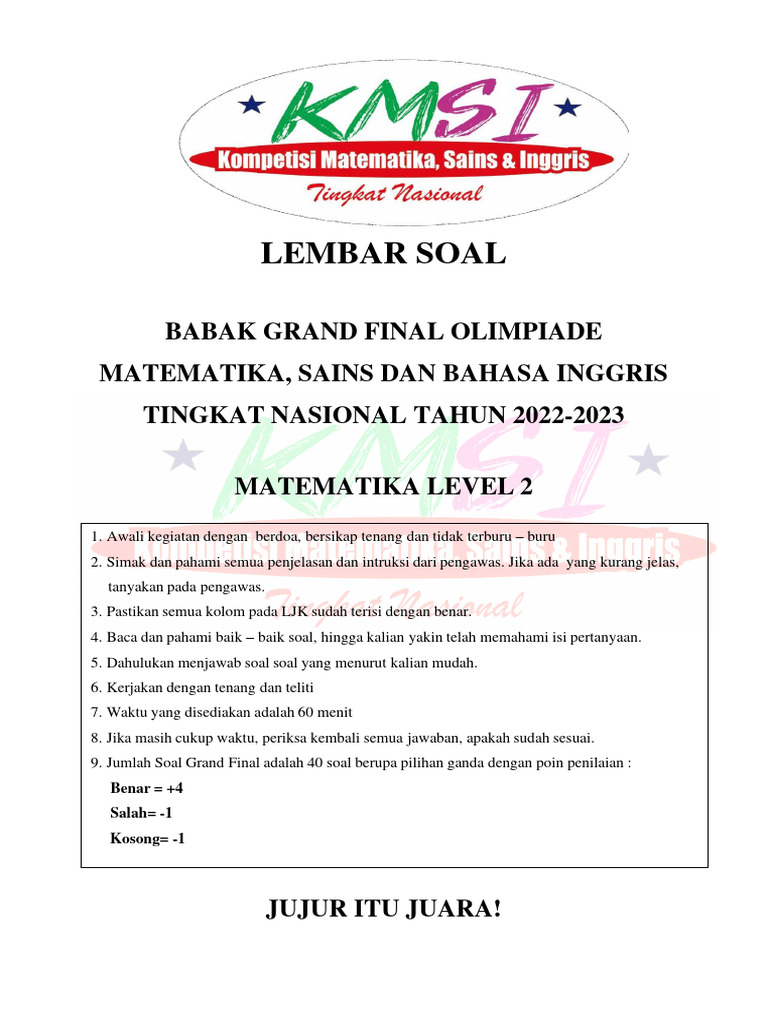 Soal Grand Final Matematika Level 2 | PDF