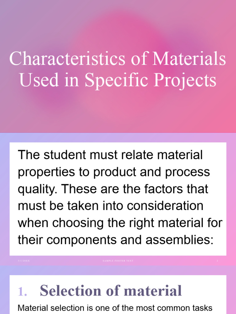 Characteristics of Materials Used in Specific Projects | PDF | Office ...