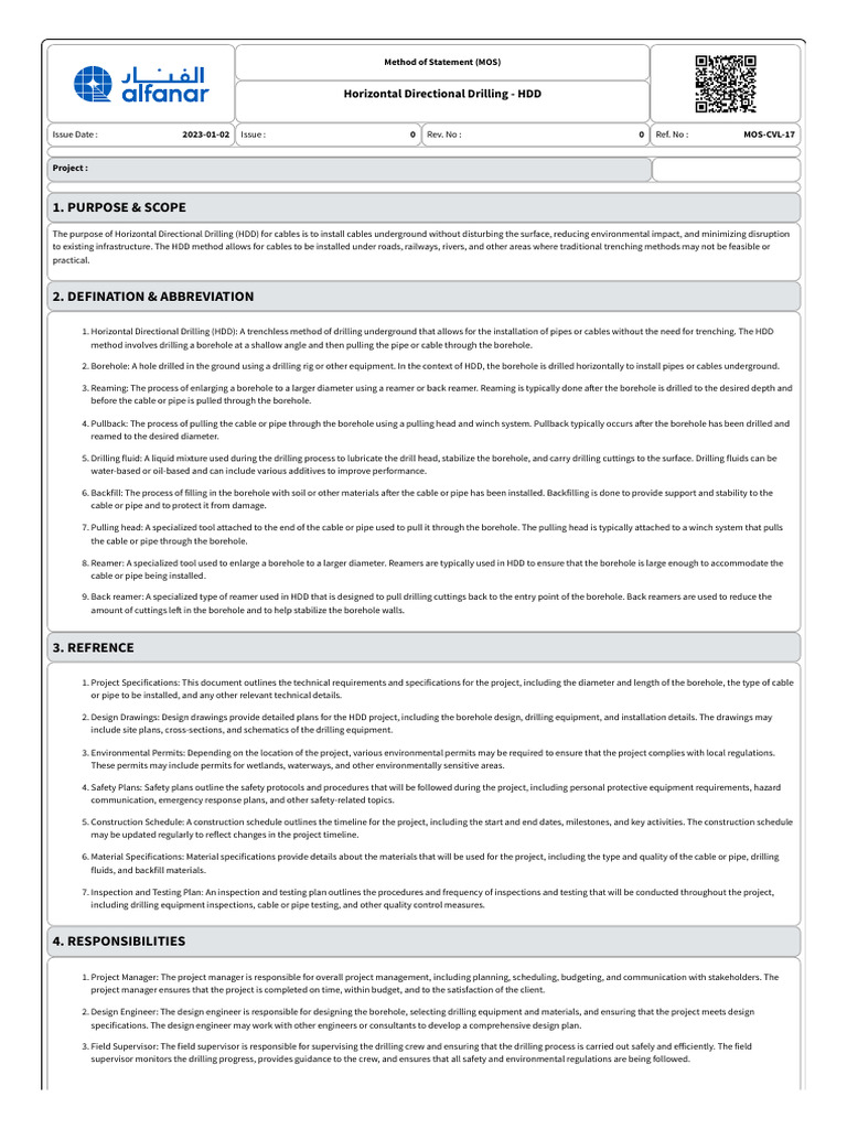 MOS-CVL-18 Horizontal Directional Drilling - HDD MOS | PDF