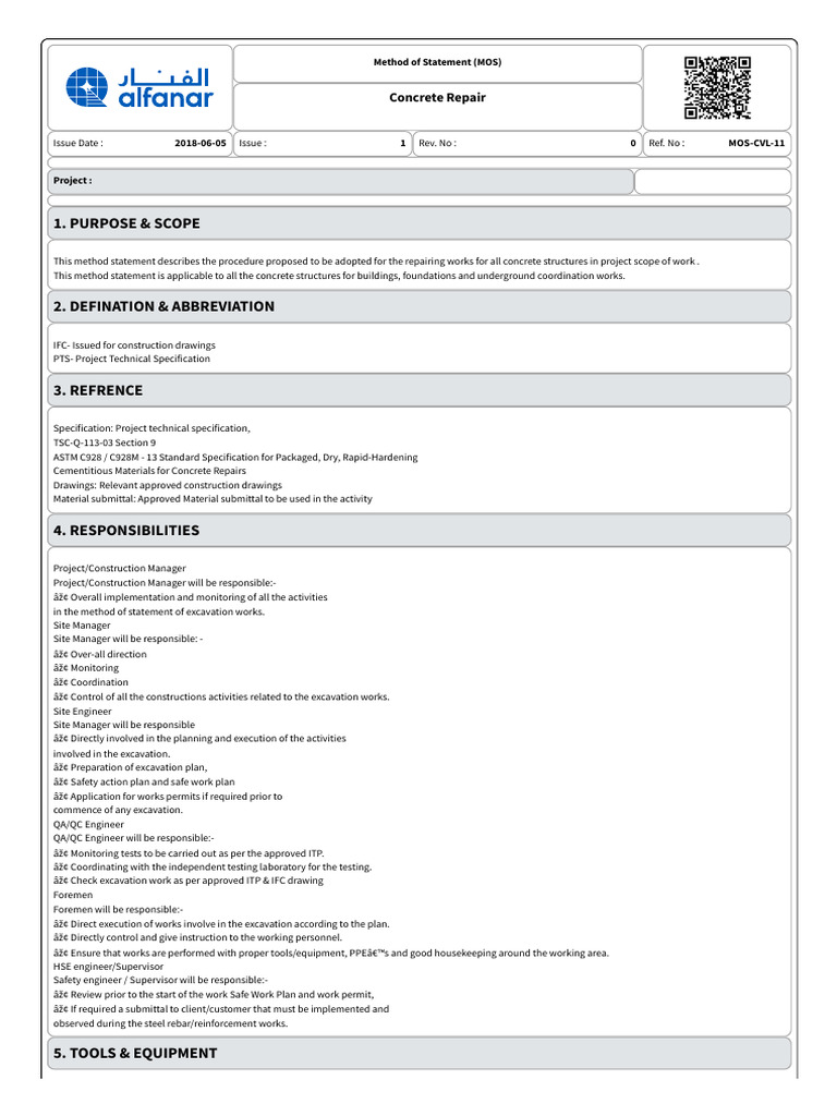 MOS-CVL-11 Concrete Repair MOS | PDF | Concrete | Specification ...