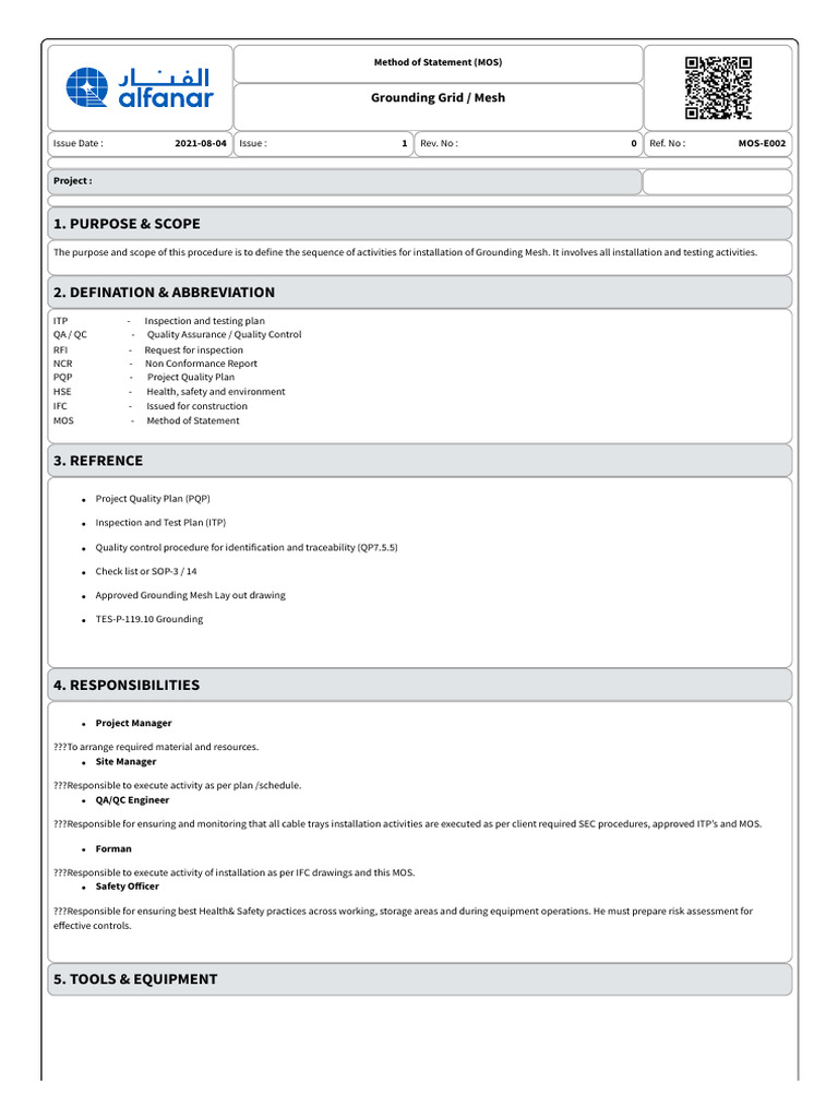 MOS-E002Grounding Grid - Mesh MOS | PDF | Welding | Construction